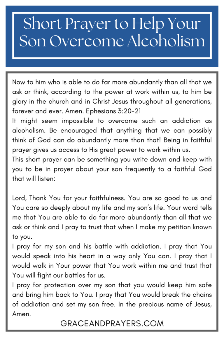 4 Prayers To Help An Alcoholic Son - Grace and Prayers