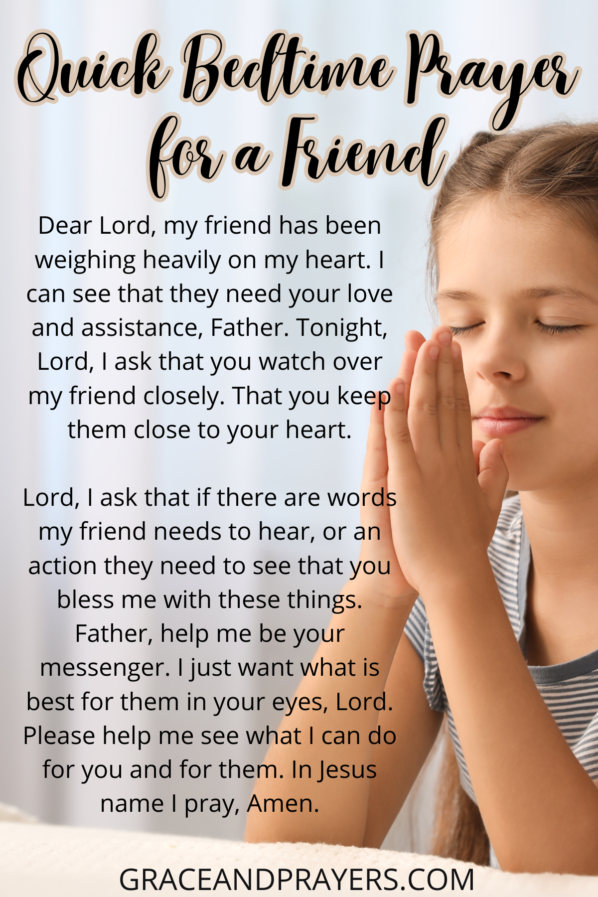 7 Bedtime Prayers for a Friend - Grace and Prayers
