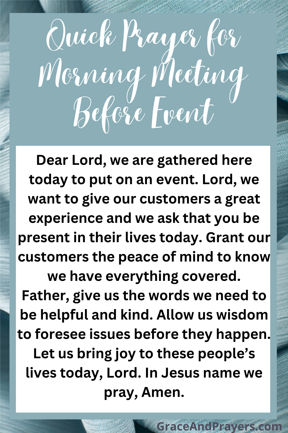 11 Prayers for Morning Meetings - Grace and Prayers