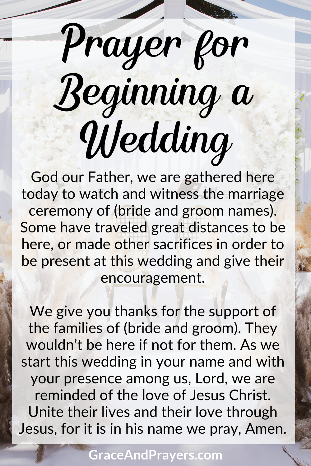 6 Strong Prayers for Weddings and Receptions - Grace and Prayers