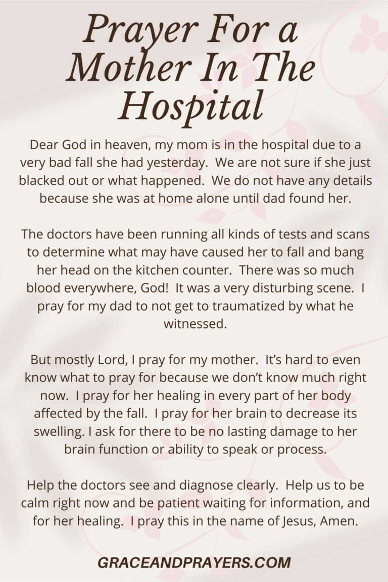 9 Loving Prayers For a Loved One In The Hospital - Grace and Prayers