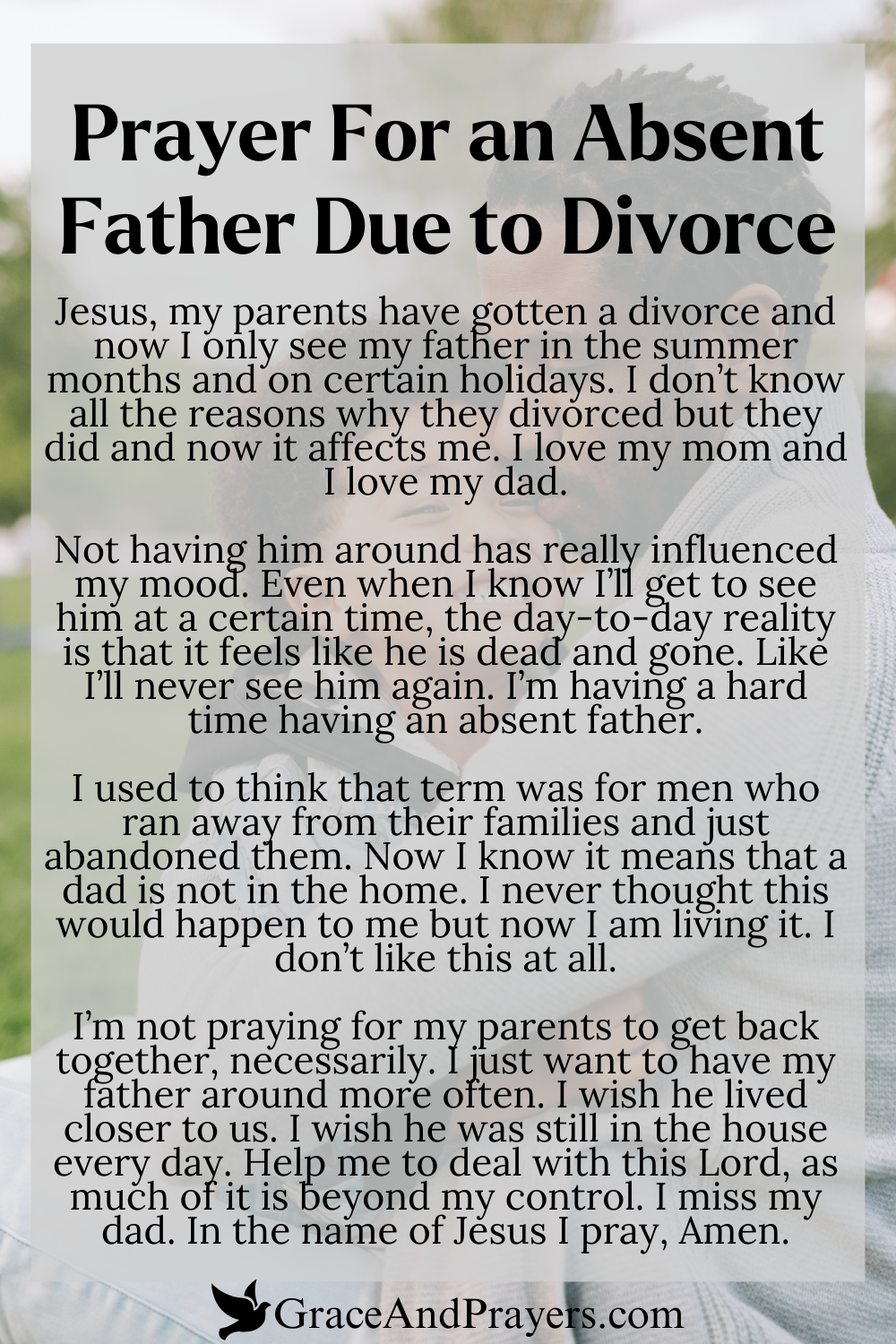6 Heartfelt Prayers For an Absent Father - Grace and Prayers