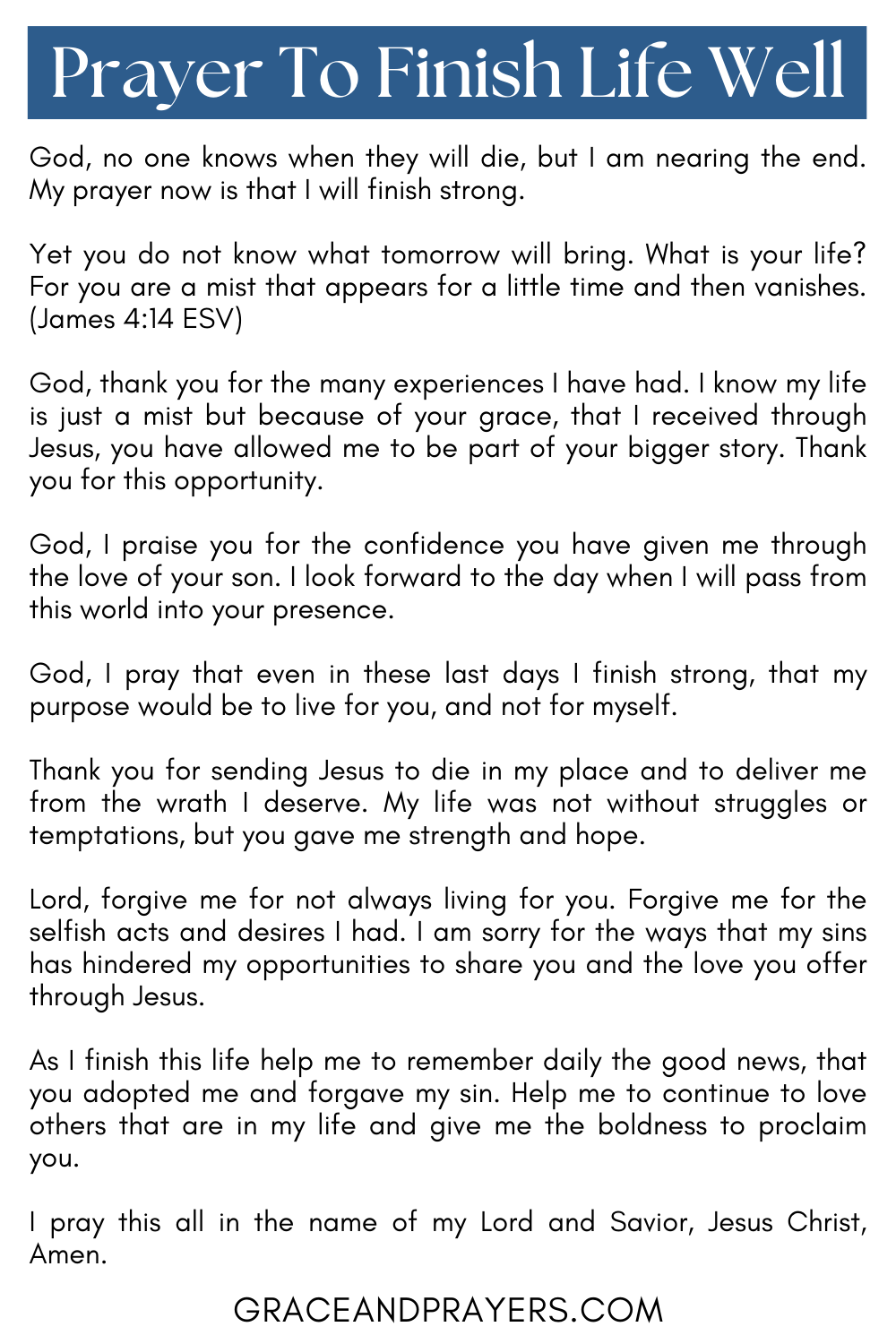 6 Heartfelt Prayers For Finishing Strong - Grace and Prayers