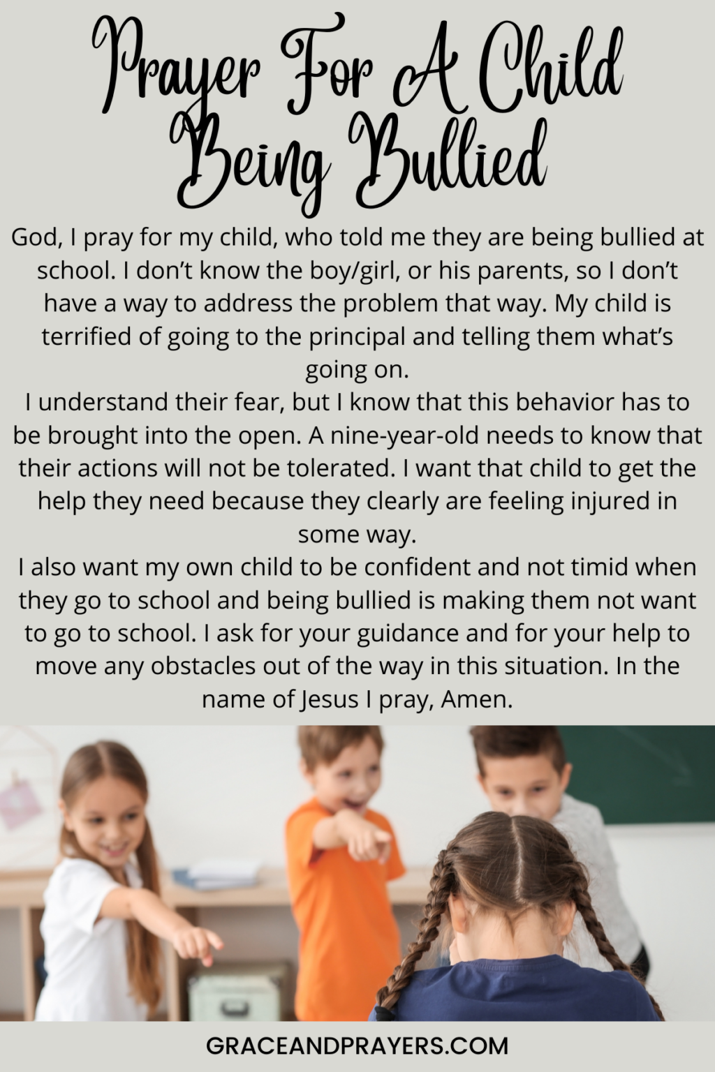 11 Passionate Prayers For Victims Of Bullying - Grace and Prayers