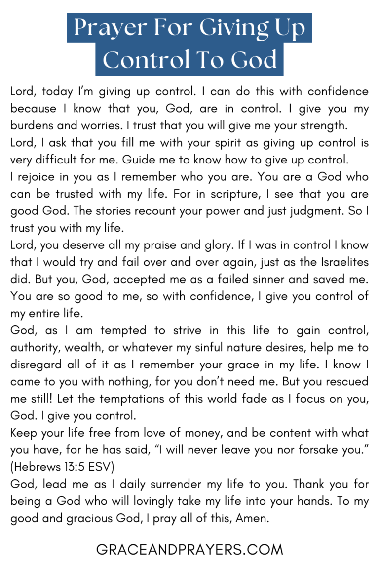 4 Surrendering Prayers For Letting Go - Grace and Prayers
