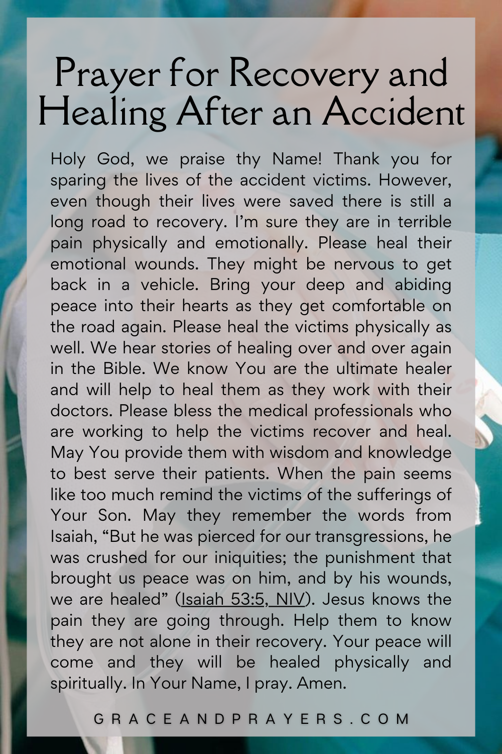 5 Comforting Prayers for Accident Victims - Grace and Prayers