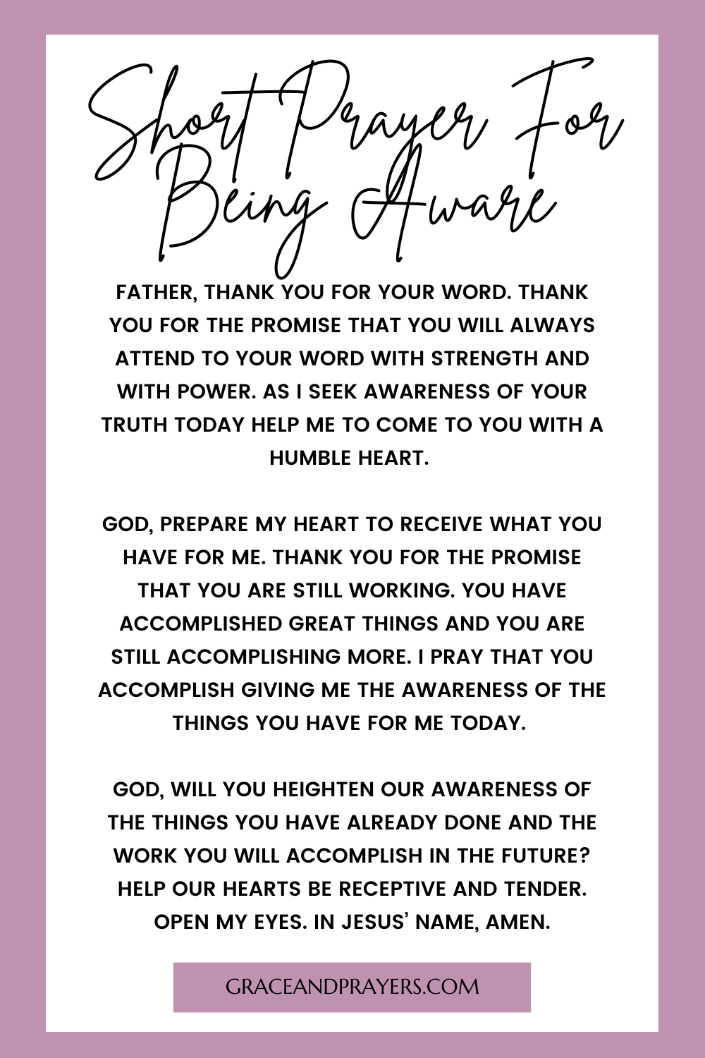6 Bible Based Prayers For Awareness - Grace and Prayers
