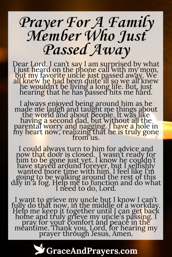 7 Caring Prayers For A Person Who Just Passed Away - Grace and Prayers