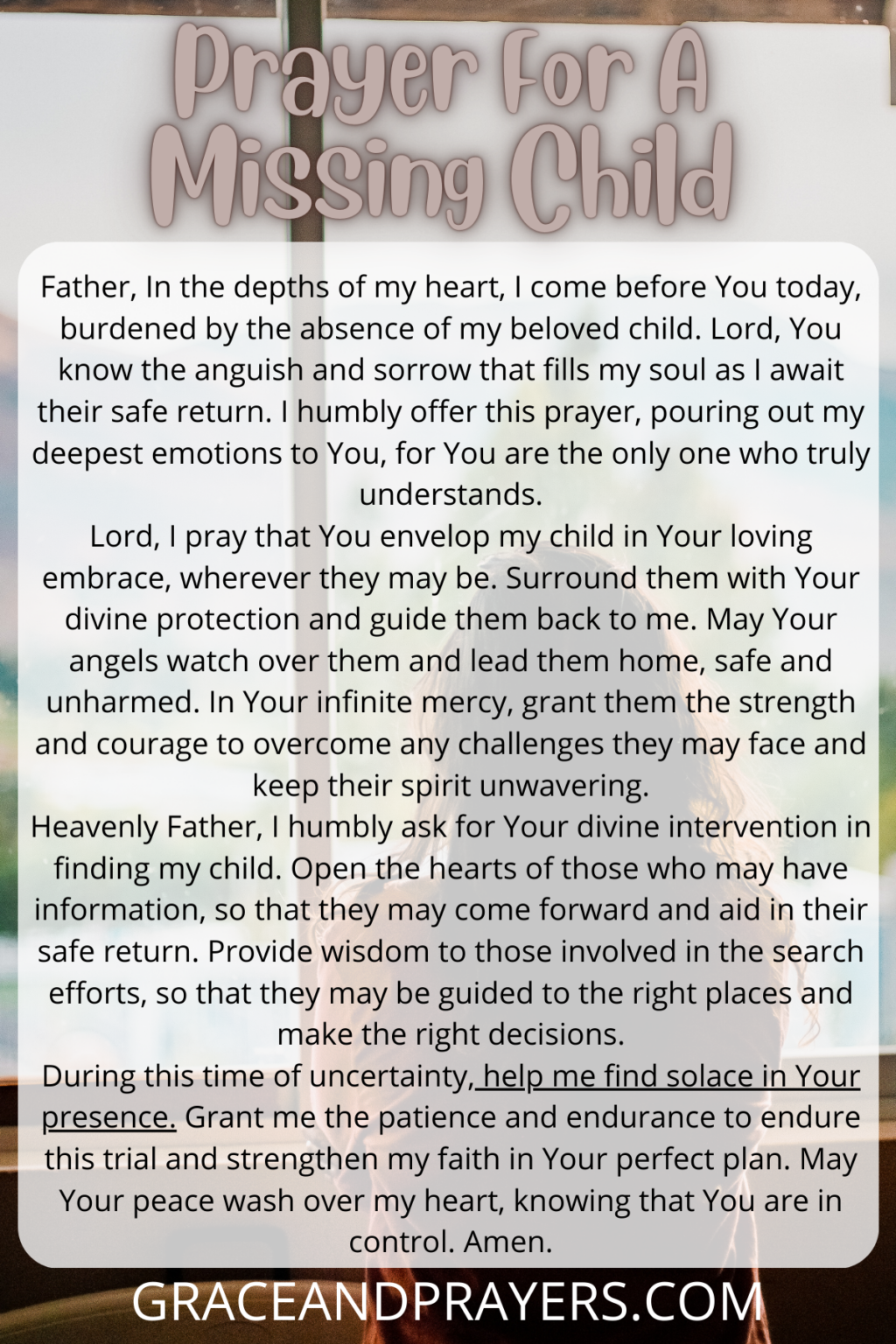 5 Hopeful Prayers For A Missing Person - Grace and Prayers
