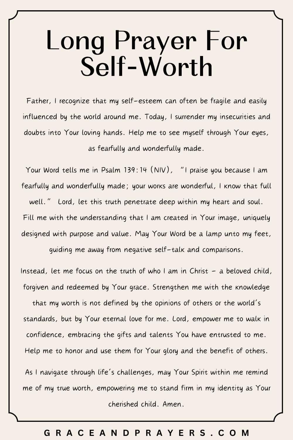 5 Strong Prayers For Self-Esteem - Grace and Prayers