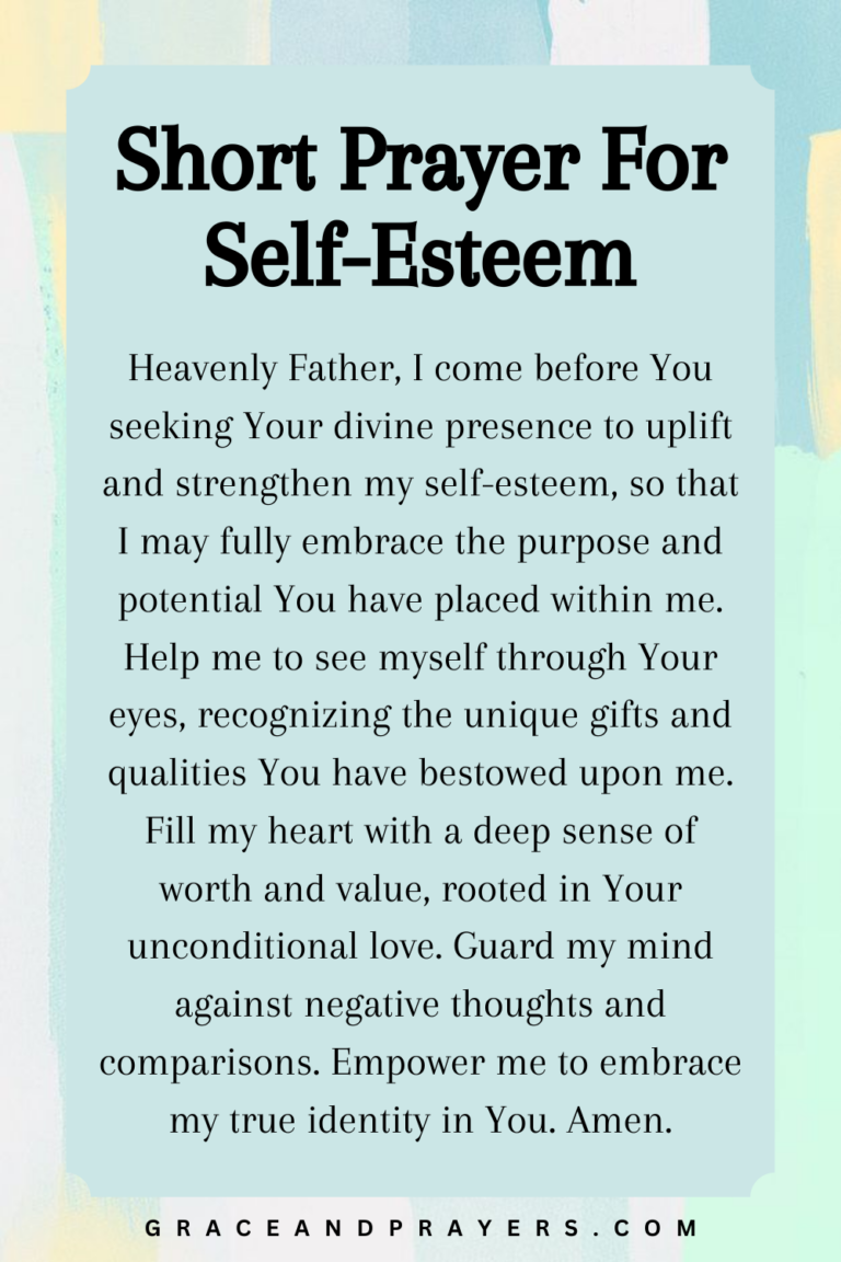 5 Strong Prayers For Self-Esteem - Grace and Prayers