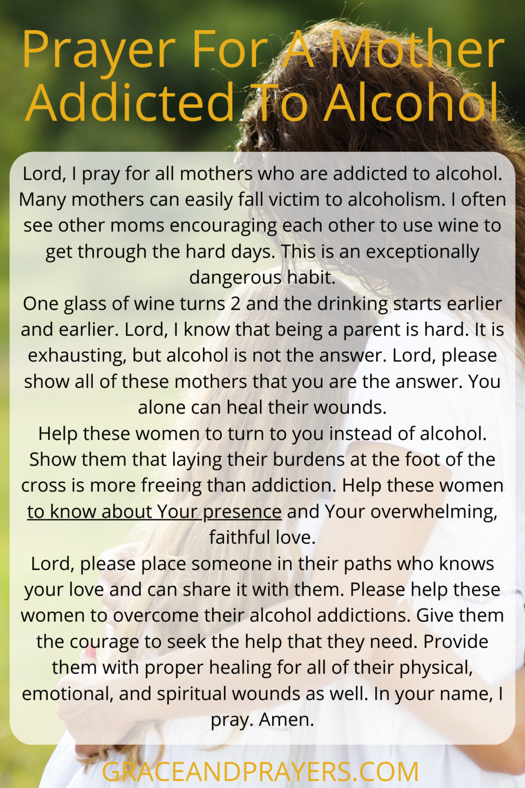 6 Loving Prayers For An Addicted Mother - Grace and Prayers