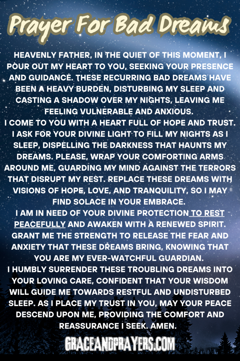 6 Calming Prayers For Bad Dreams And Nightmares - Grace and Prayers