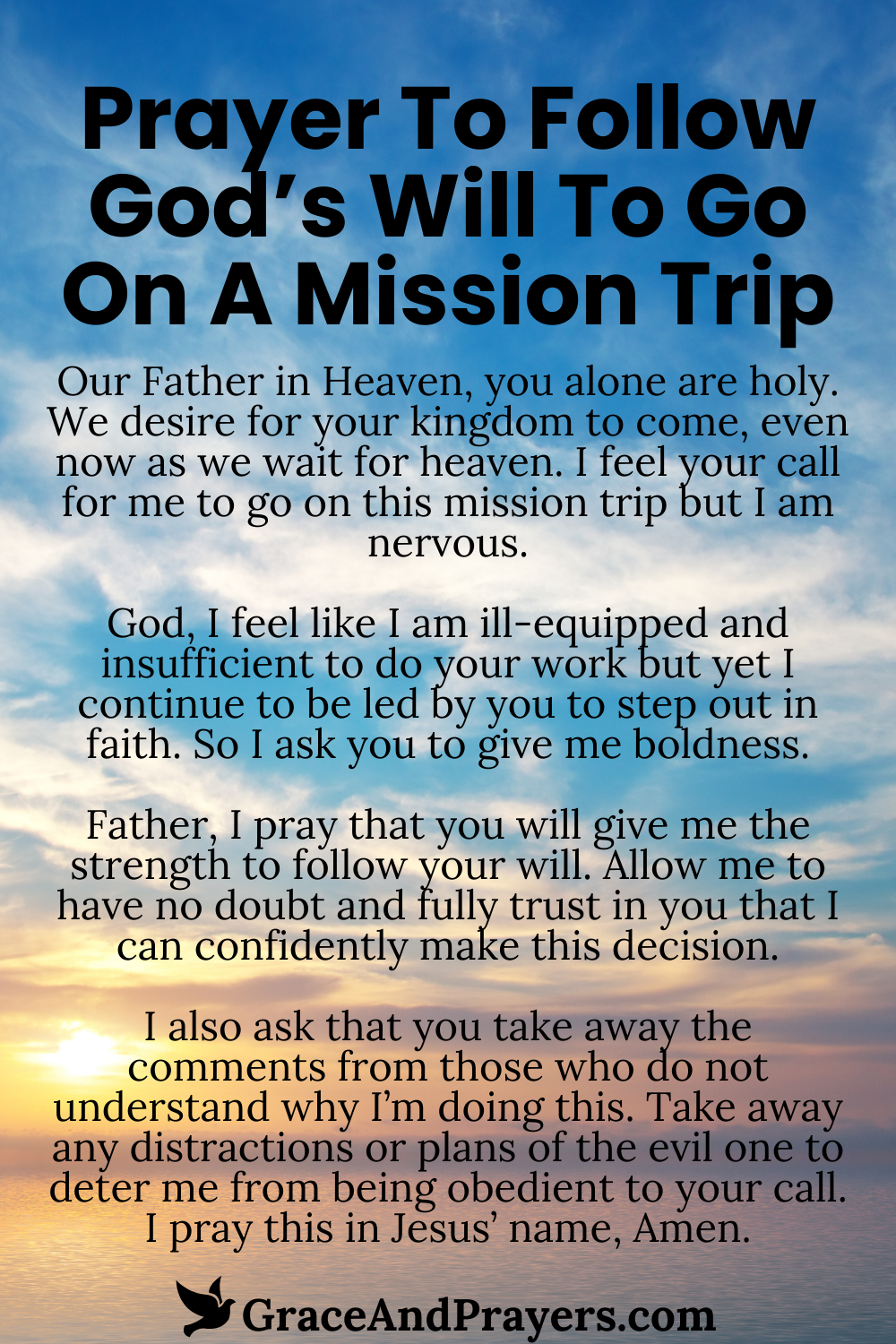 8 Trusting Prayers For A Mission Trip - Grace and Prayers