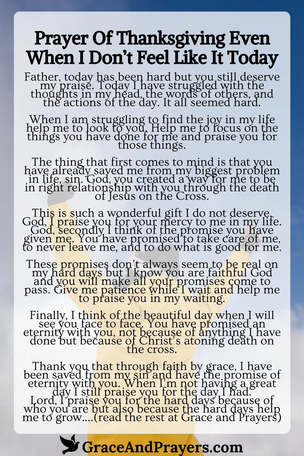 6 Thankful Prayers To God For A Good Day - Grace and Prayers