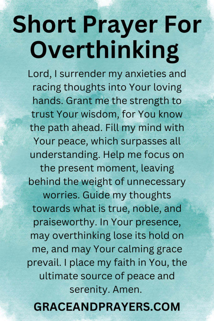 6 Calming Prayers For Overthinking - Grace and Prayers