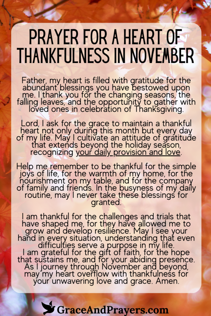 5 Uplifting Prayers For November - Grace and Prayers