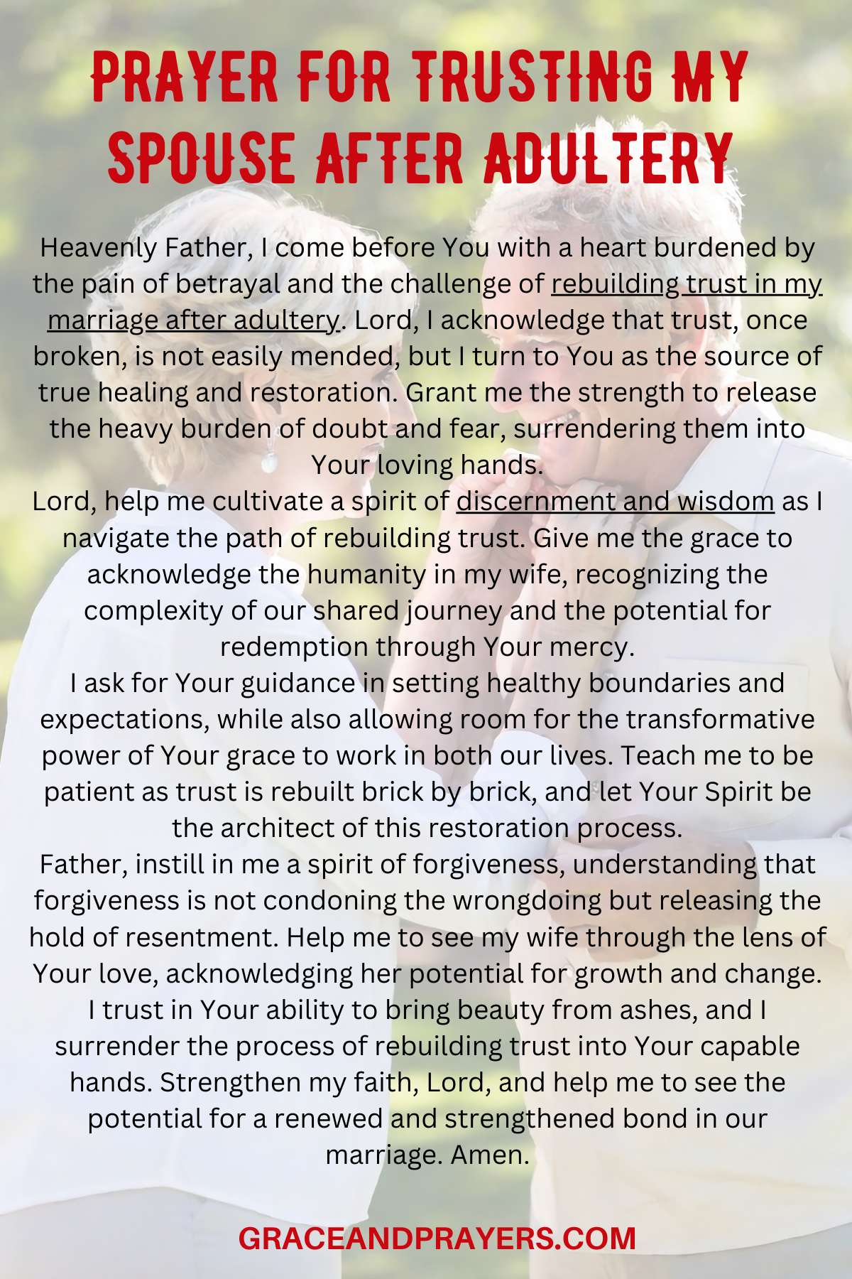 5 Prayers for Marriage Restoration After Adultery - Grace and Prayers