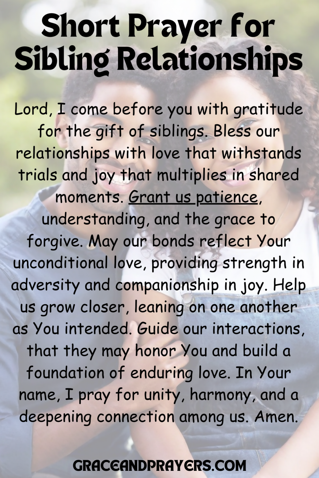 6 Thoughtful Prayers for Sibling Relationships - Grace and Prayers