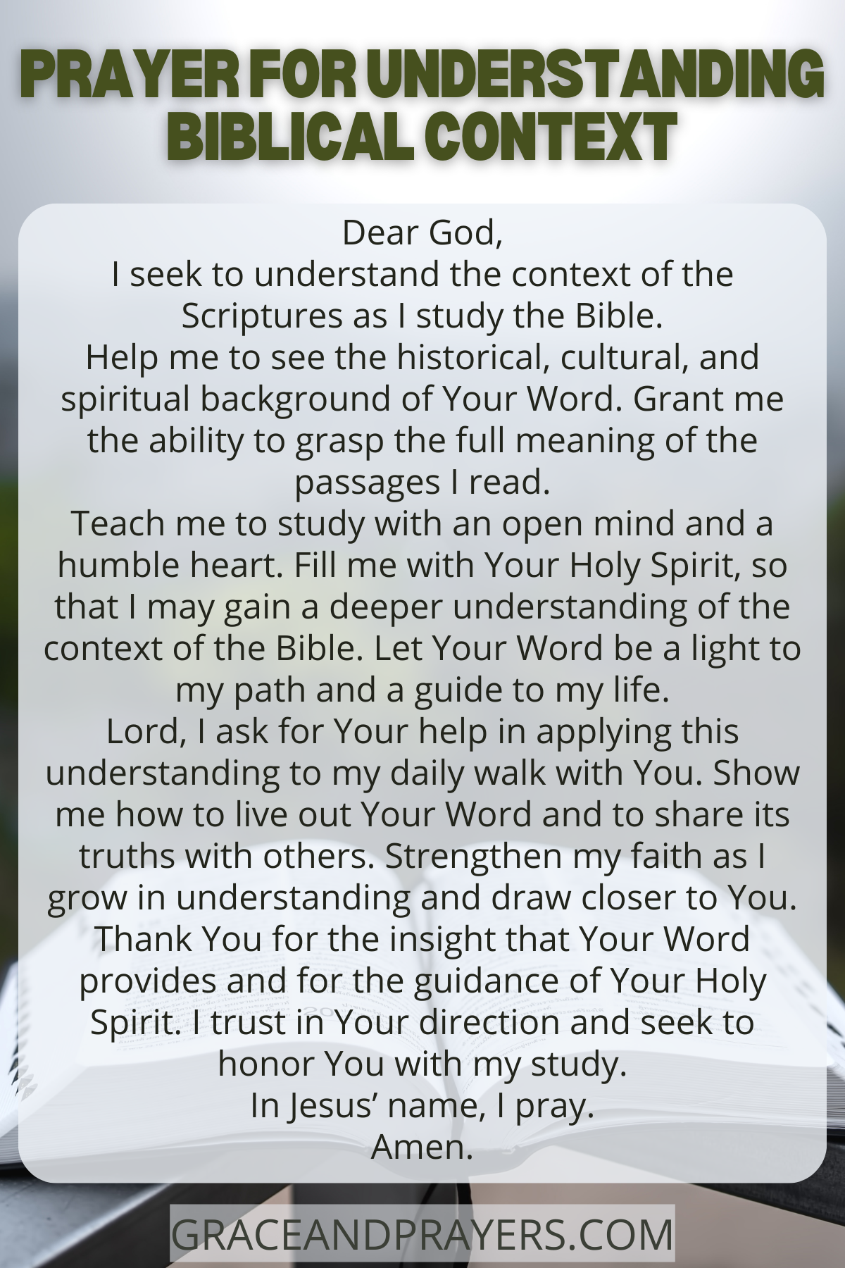 11 Illuminating Prayers For Deepening Biblical Understanding - Grace ...