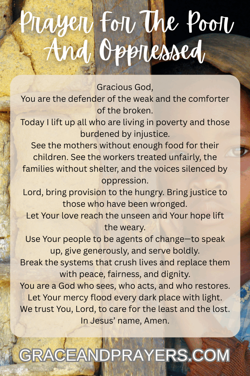 11 Hopeful Prayers For The Poor and Oppressed - Grace and Prayers