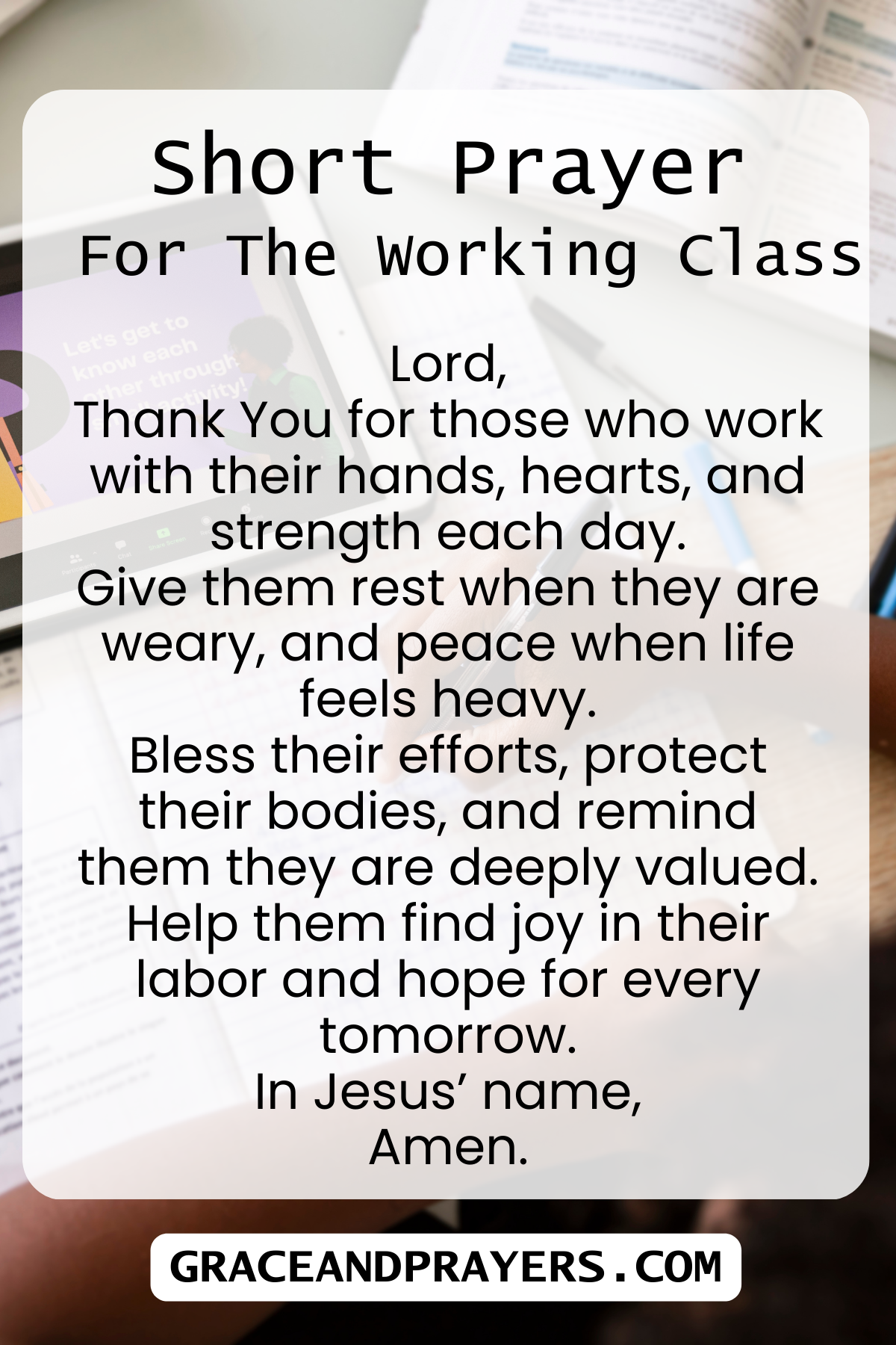 10 Inspiring Prayers For The Working Class - Grace and Prayers